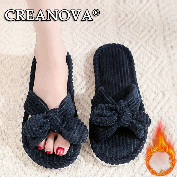 Тапочки Женский CREANOVA, размер 35, 36 темно-синий Маломерит Без застёжки Зима купить c ...