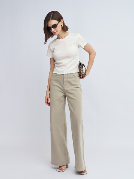 Джинсы Женский Zolla хаки Хлопок, Эластан, размер 46, рост 164-176 Китай Лето Повседневный ...