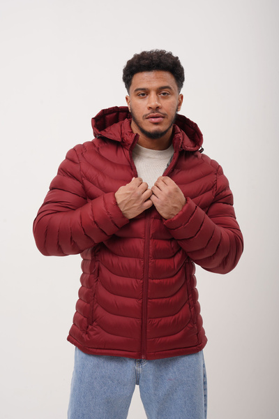 Куртка Мужской BRADLY Молния бордовый капюшон Полиэстер, размер 72 Длинный Демисезон ...