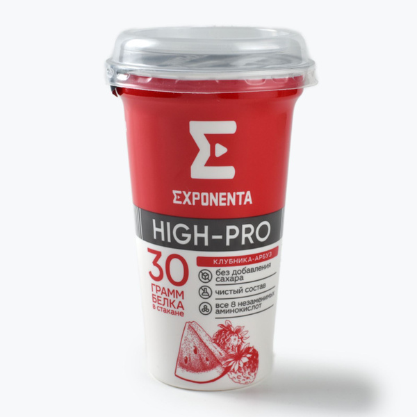 Напиток кисломолочный со вкусом клубника-арбуз 250 г, EXPONENTA HIGH ...