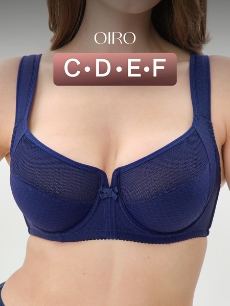 Бюстгальтер Женский OIRO мягкая чашка на каркасе, на косточках, размер 90C синий персидский ...