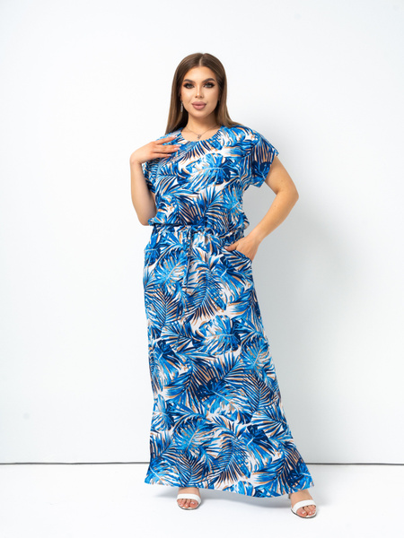 Платье Женский Jyldyz синий Повседневный, размер 52 Завязки Цветочный купить c доставкой на OZON ...