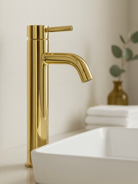 Смеситель HIMIXER для раковины в ванную, на столешницу высокий, золотой купить на OZON по низкой ...