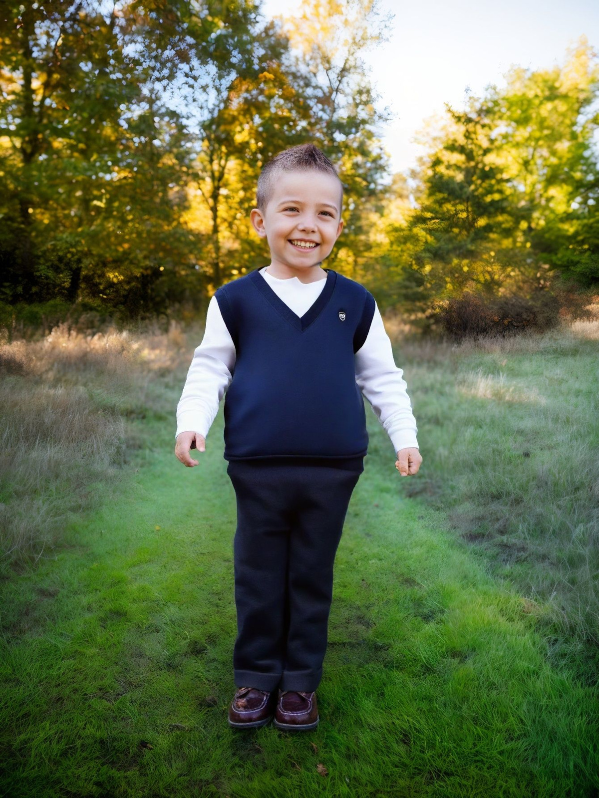 Джемпер Мальчики Brostem белый, васильковый Хлопок, Полиэстер, размер 170 Пуговицы Россия ...