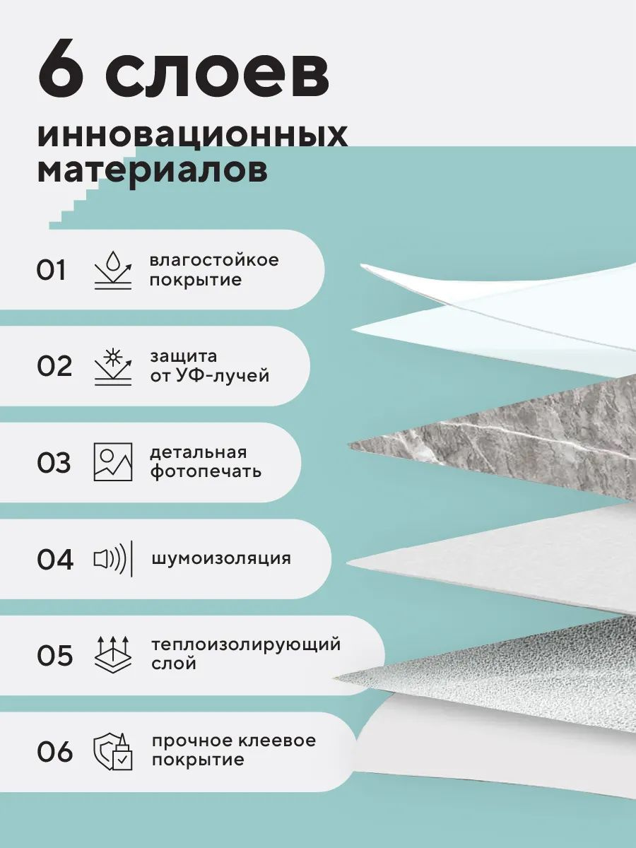 Панели самоклеющиеся для стен на кухню и в ванную / декоративная плитка ...