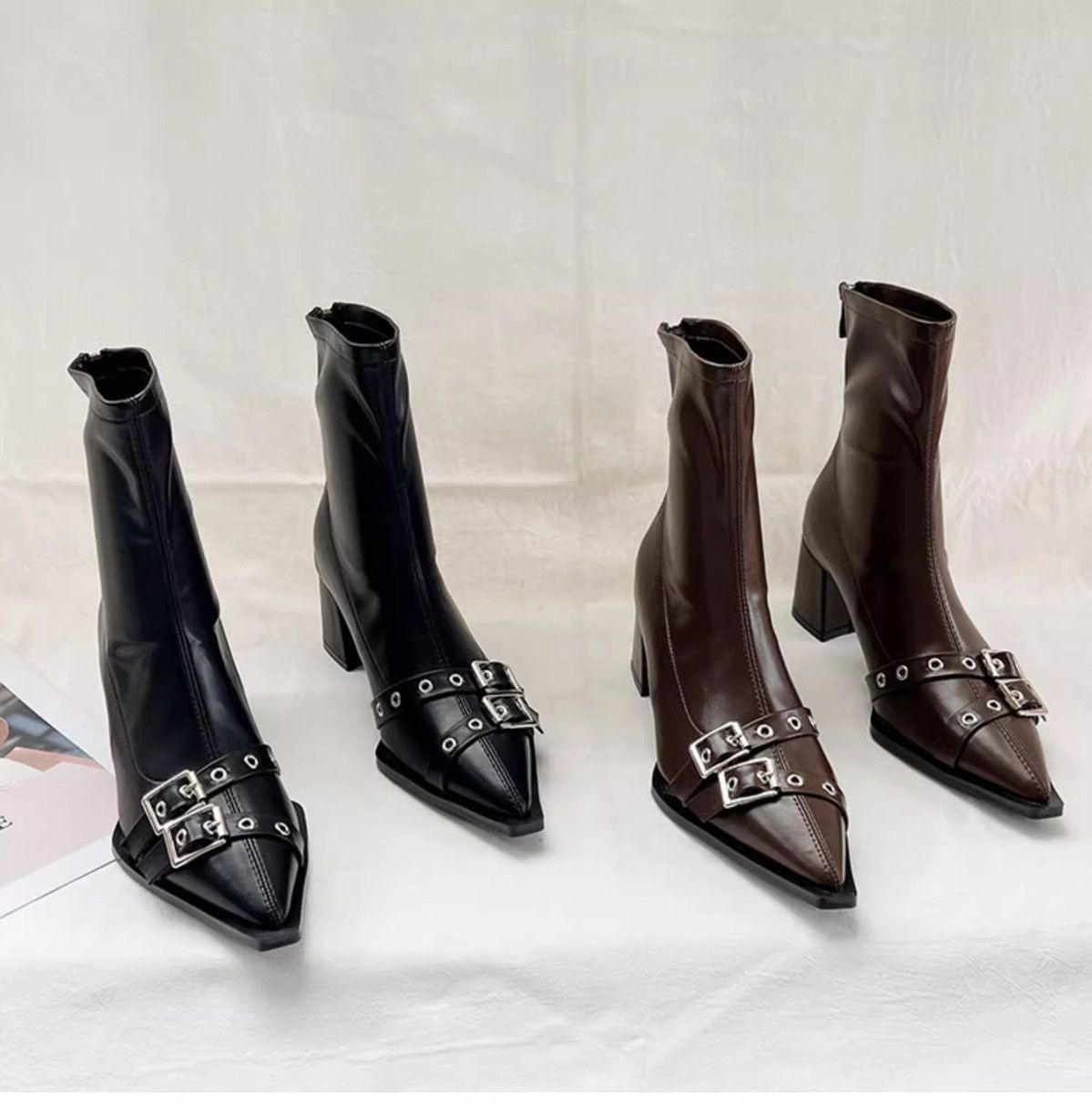 Сапоги Женский SYJWY полусапоги, размер 38 коричневый На любой сезон Стандартный низкий (до 4 см ...