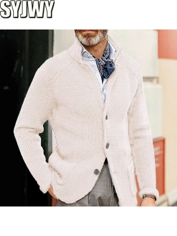 Кардиган Мужской SYJWY темно-фиолетовый Полиэфирное волокно, размер 52 Пуговицы Карманы ...