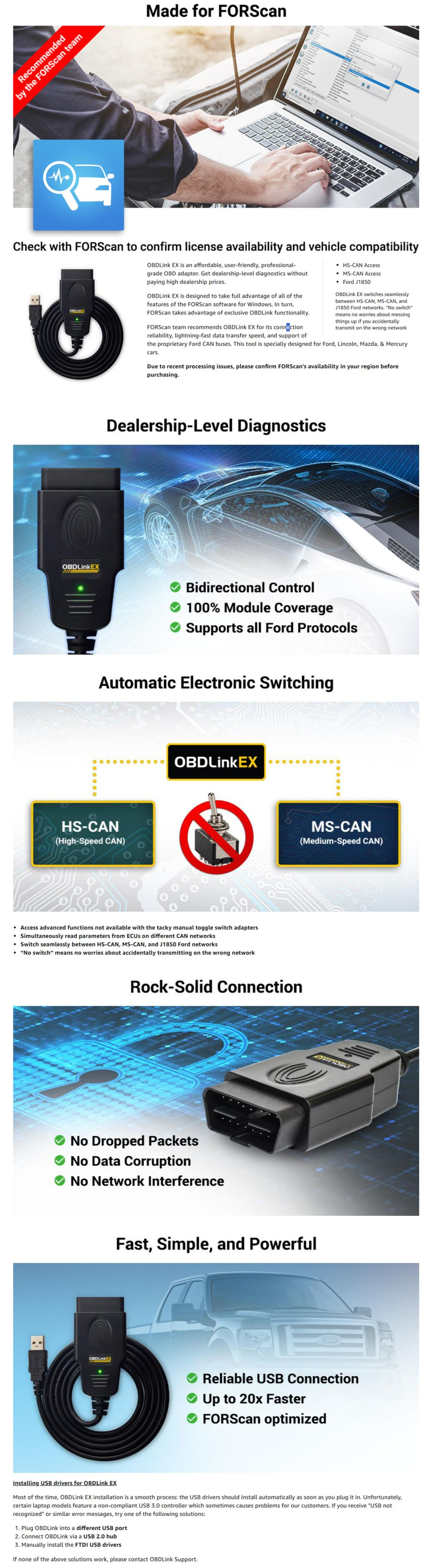 OBDLink EX FORScan OBD-адаптер купить на OZON по низкой цене (3162268807)