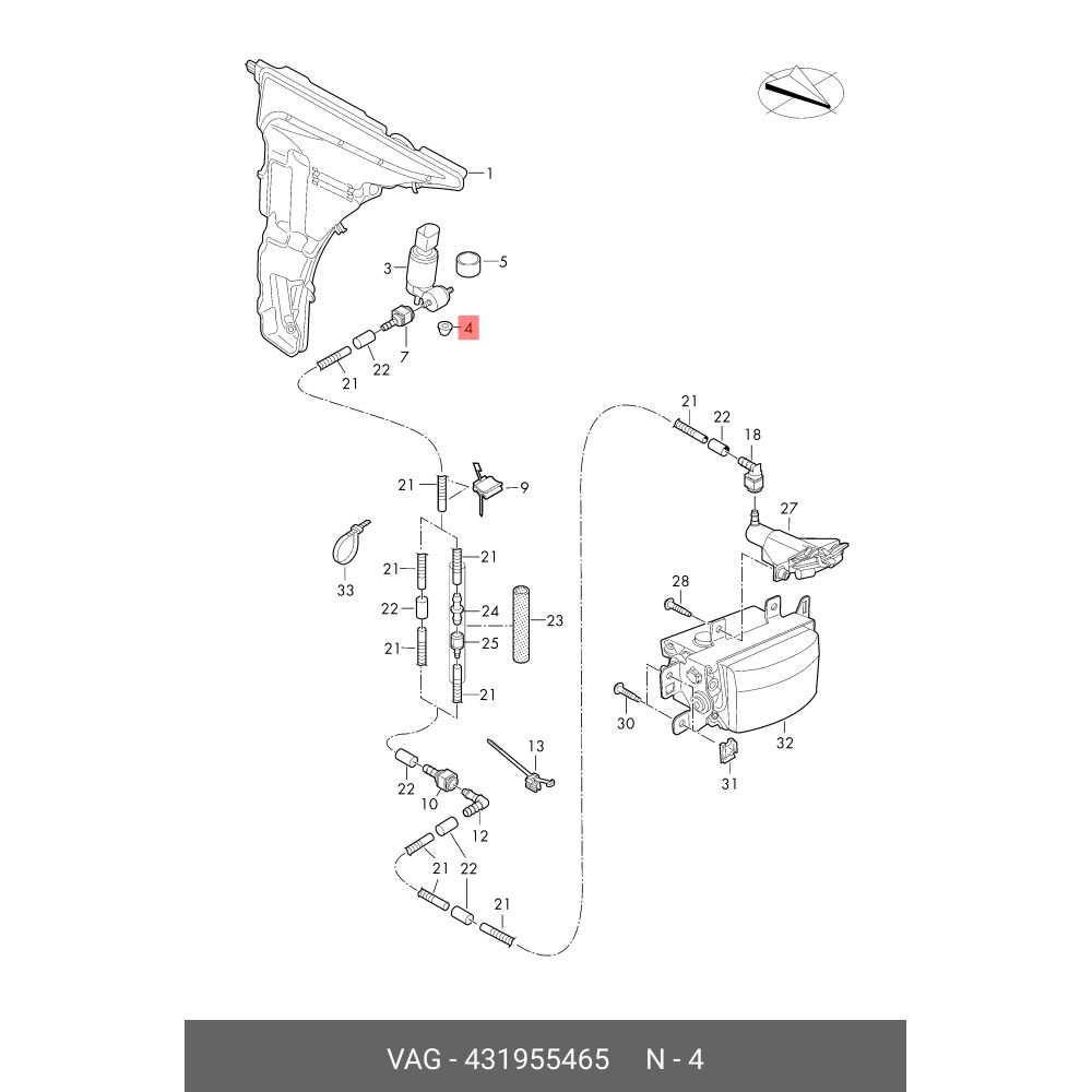 Кольцо уплотнительное бачка омывателя VAG 431955465, oem 431955465b ...