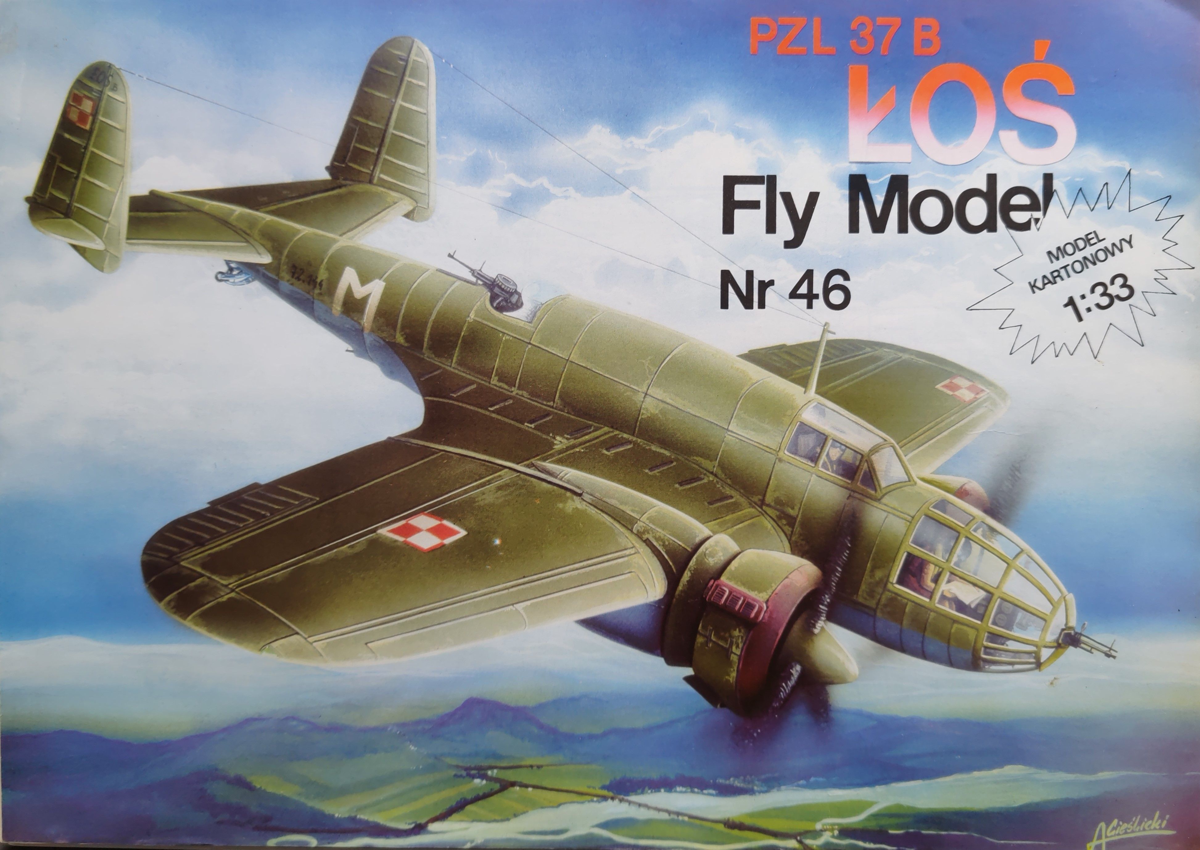 Сборная бумажная модель Самолет PZL 37B LOS - FLY MODEL №46 (Журнал ...