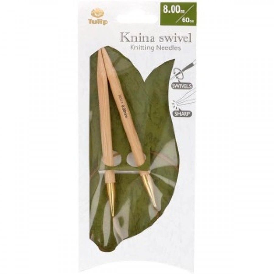 Спицы круговые Knina Swivel 8мм/60см, бамбук, натуральный, Tulip, KS ...