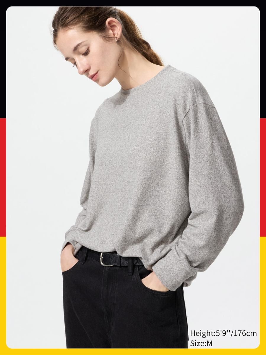 Свитшот Женский Uniqlo серый, размер 38, 40 Не указана дышащий материал ...