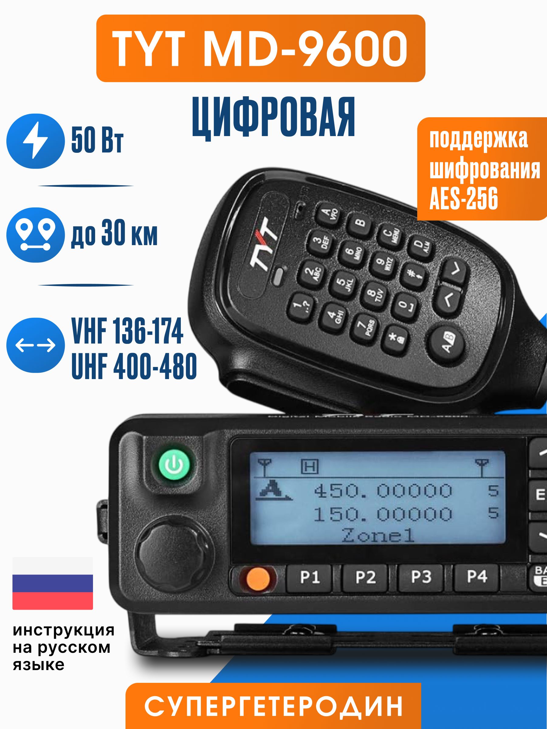 Радиостанция TYT MD-9600, 250 каналов купить c доставкой на OZON по ...