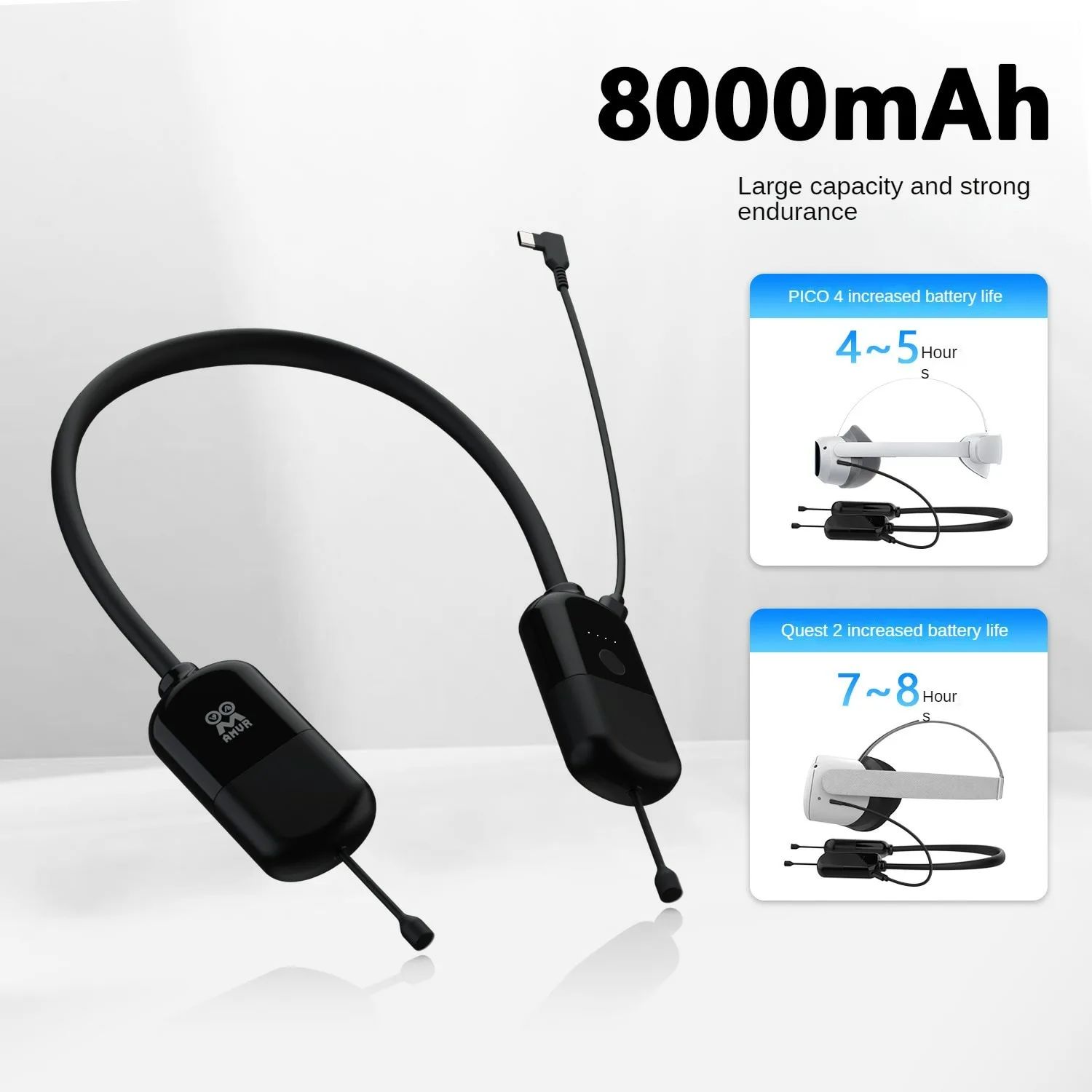 Внешний аккумулятор Power Bank 8000mAh для шлема VR Oculus Quest 2, 3 ...