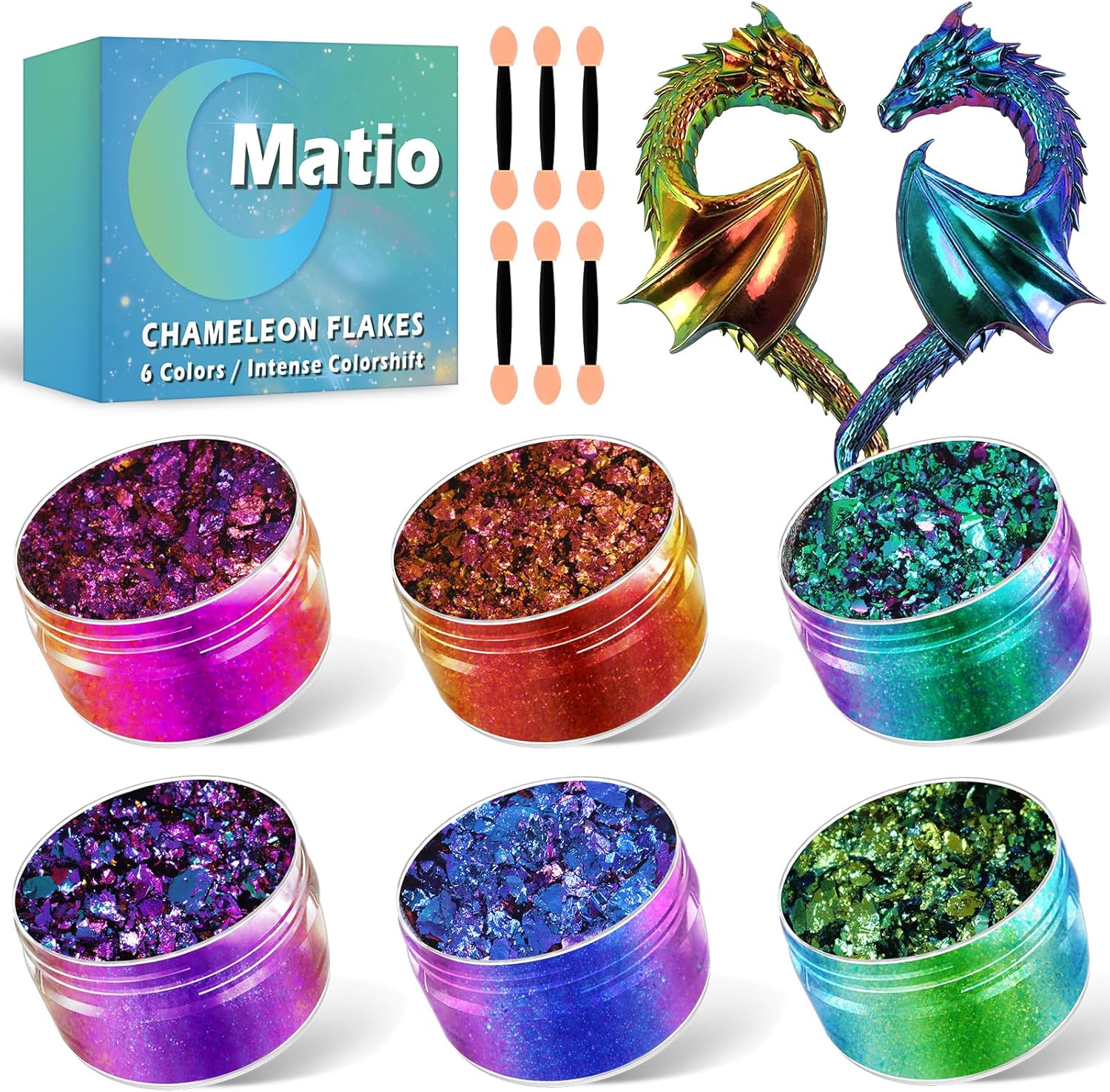 Пигментные хлопья Matio Chameleon, 6 цветов, интенсивный цветовой сдвиг ...