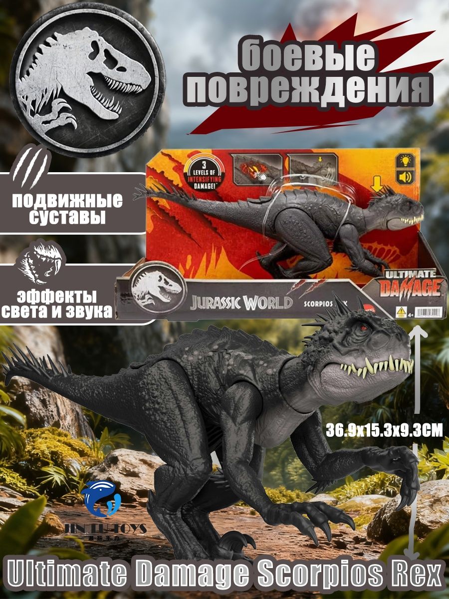 Jurassic World Ultimate Damage Scorpios Rex / Игрушечный динозавр ...
