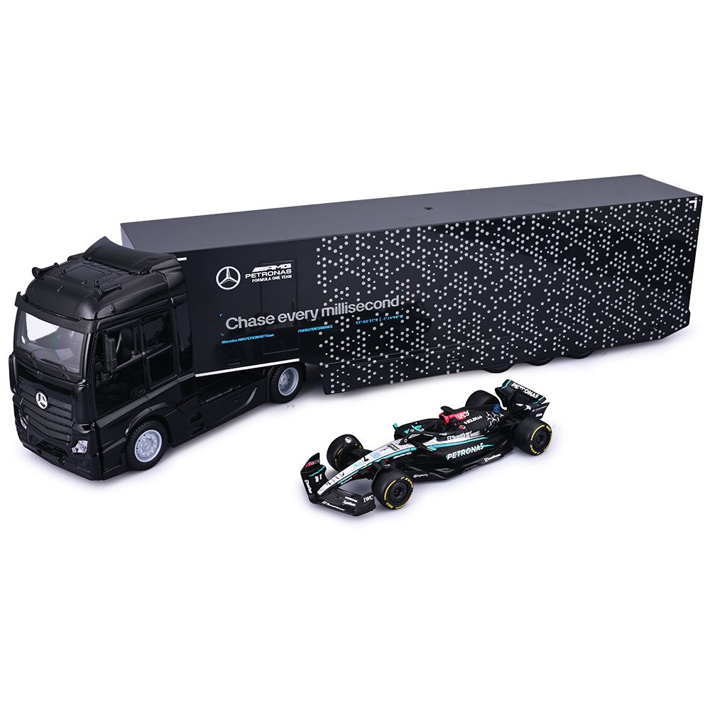 Модель грузовика Mercedes F1 Team с болидом W15 (Russell #63) 2024 1:43 ...
