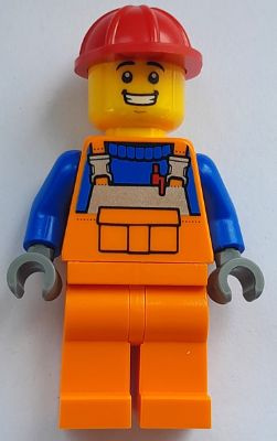 Минифигурка Lego Construction Worker - Male, Orange Overalls with ...