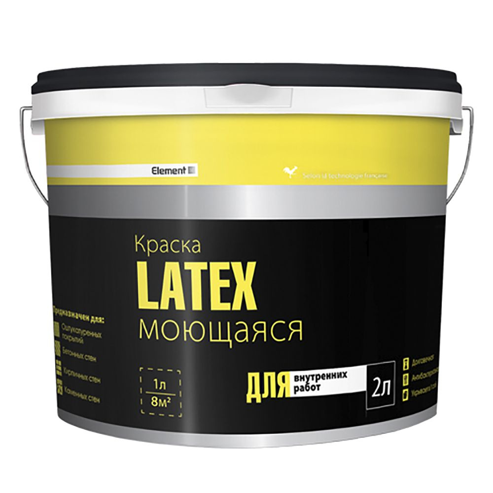 Краска моющаяся Element SE Latex белая акриловая 2 л купить на OZON по ...
