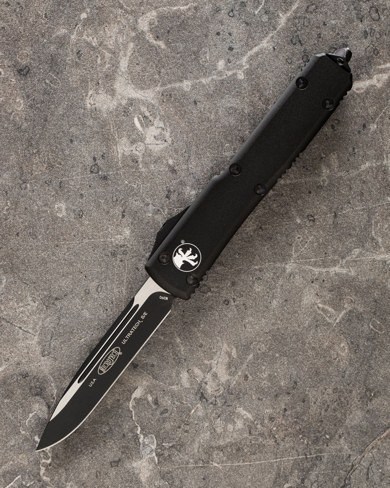 Автоматический складной нож Microtech Ultratech S/E Black Standart 121-1T (черный) фронталка ...