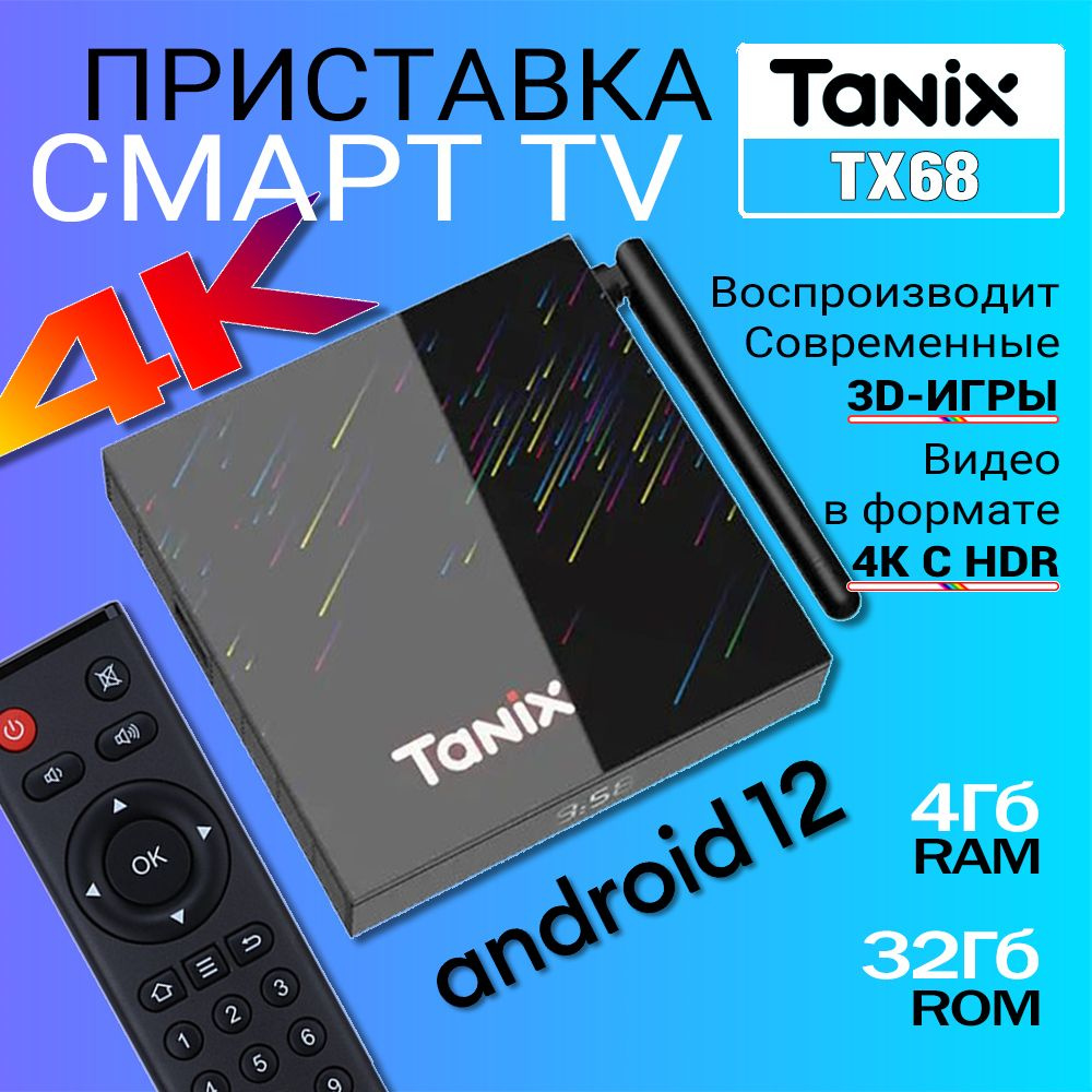 Смарт ТВ приставка Tanix TX68 4/32 Гб Allwinner H618 Android12.0 Smart ...