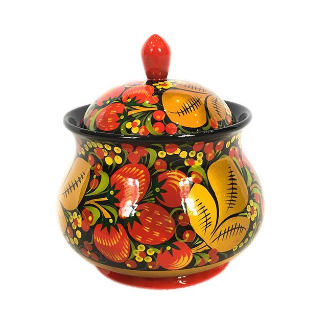 САХАРНИЦА ДЕРЕВЯННАЯ 100*120 мм с росписью Хохлома - купить с доставкой ...