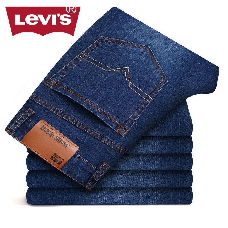 Джинсы Мужской Levi's темно-лазурный прямые Хлопок, Спандекс, размер 50 прямой Кнопки, Молния ...