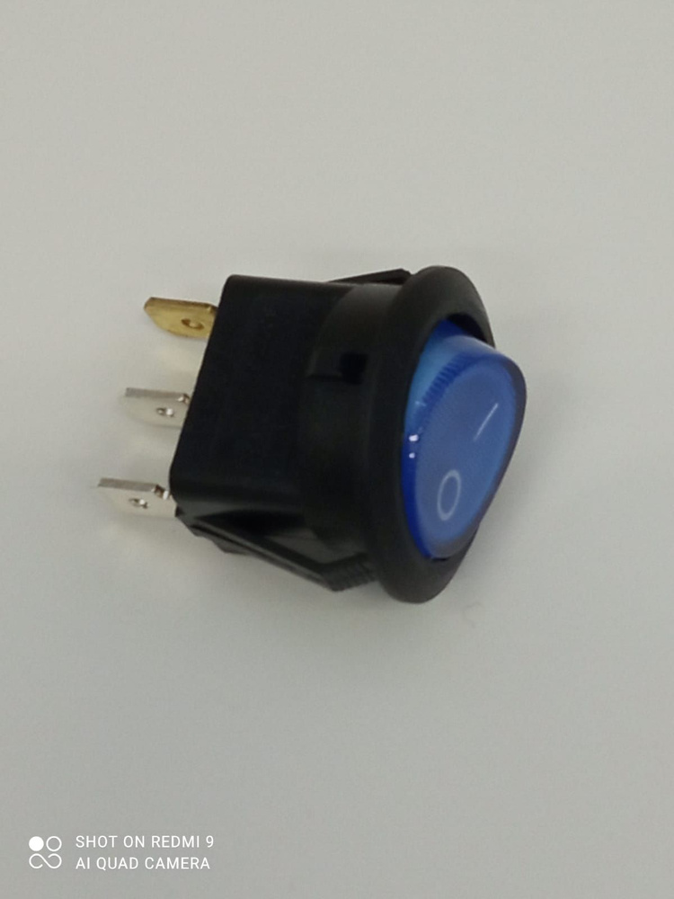 Переключатель клавишный KCD1-101N-8 с подсветкой синий 3 контакта, 1шт ...