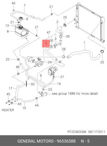 Шланг системы охлаждения CHEVROLET AVEO (T200) (2003-2008) купить на ...