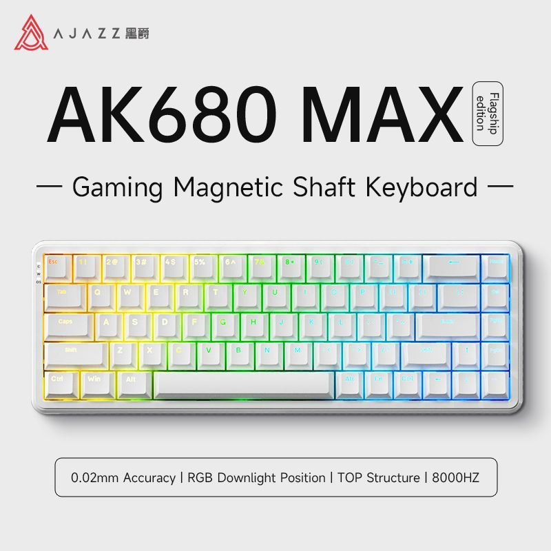 Ajazz Игровая клавиатура AK680 MAX, голубой купить на OZON по низкой цене (1771274053)
