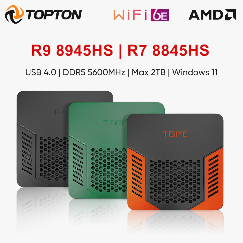 TOPTON Мини-ПК D12 (AMD Ryzen 7 8845HS, RAM 16 ГБ, SSD 512 ГБ, AMD Radeon 780M, Windows 11 Pro ...
