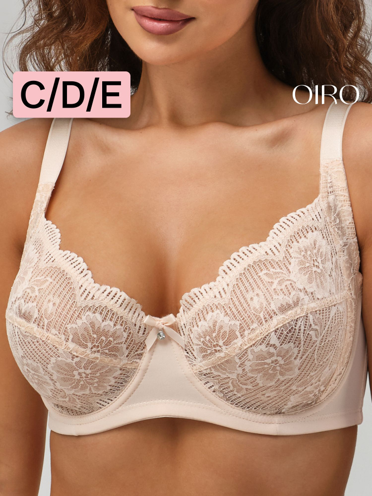 Бюстгальтер Женский OIRO на косточках, с мягкой чашкой, размер 95E бежевый лайт Полиамид ...