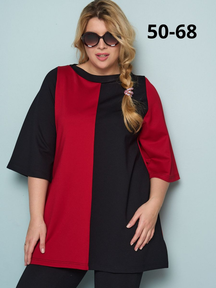 Туника Женский SPARADA Повседневный Три четверти черный, размер 54, 56 Россия Однотонный ...