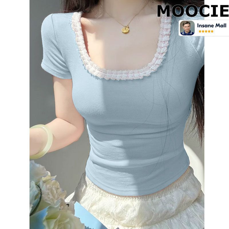 Кроп-топ Женский MOOCIE синий, размер 48 Короткий Китай купить c доставкой на OZON по низкой ...