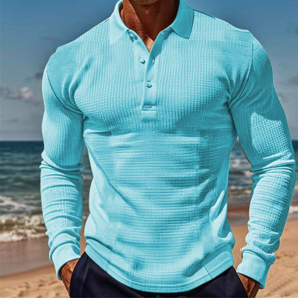 Лонгслив Мужской HXD ярко-синий Длинный, размер 54 Политекс Воротник Однотонный, рост 160-200 ...