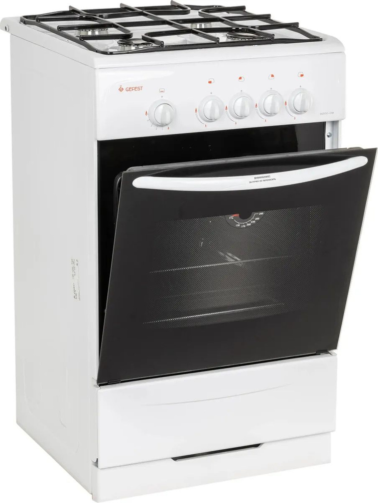 GEFEST ПГ 3200-08 - Газовая плита белого цвета, 50х53х85 см, весом 38 кг, с четырьмя конфорками ...