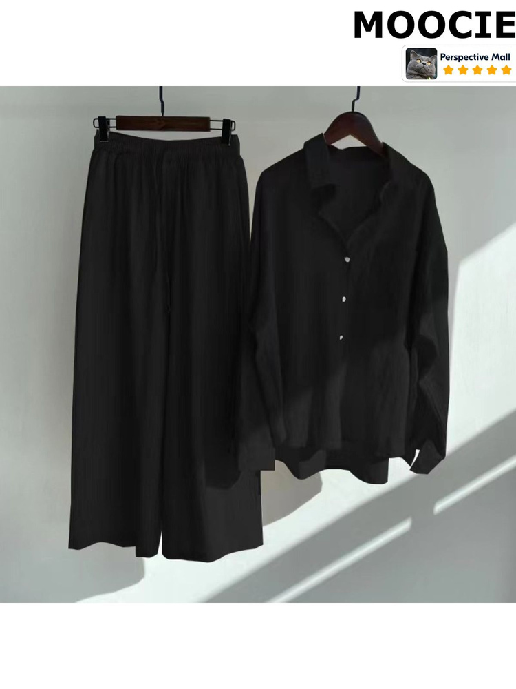 Комплект одежды Женский MOOCIE Пляжный черный, размер 48 Лен Китай Лето Пряжка купить c ...