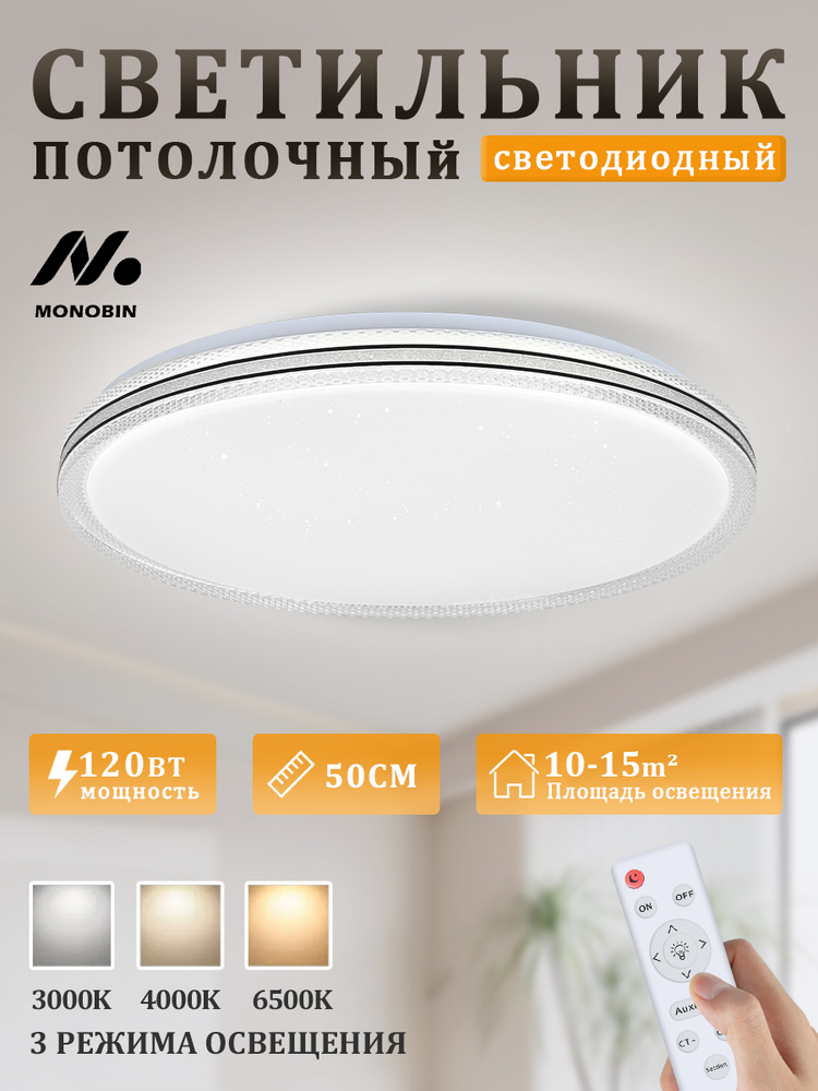 MONOBIN Люстра потолочная светодиодная, 120вт, Подходит для кухни ...