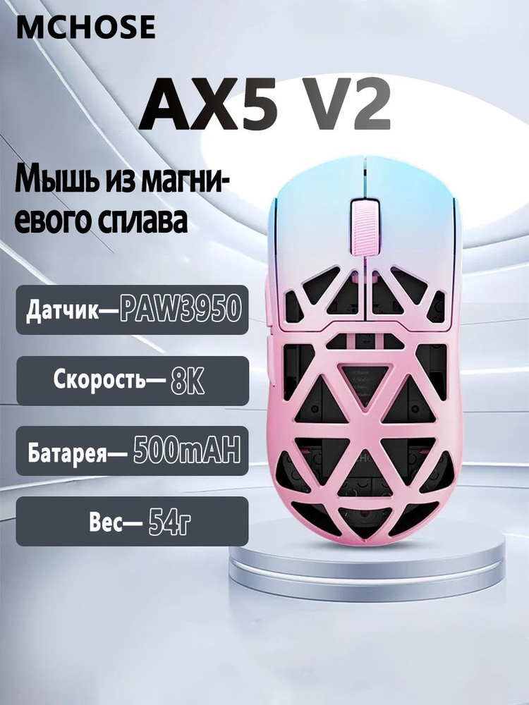 Игровая мышь беспроводная MCHOSE беспроводная AX5 , светло-розовый,AX5V2 купить c доставкой на ...