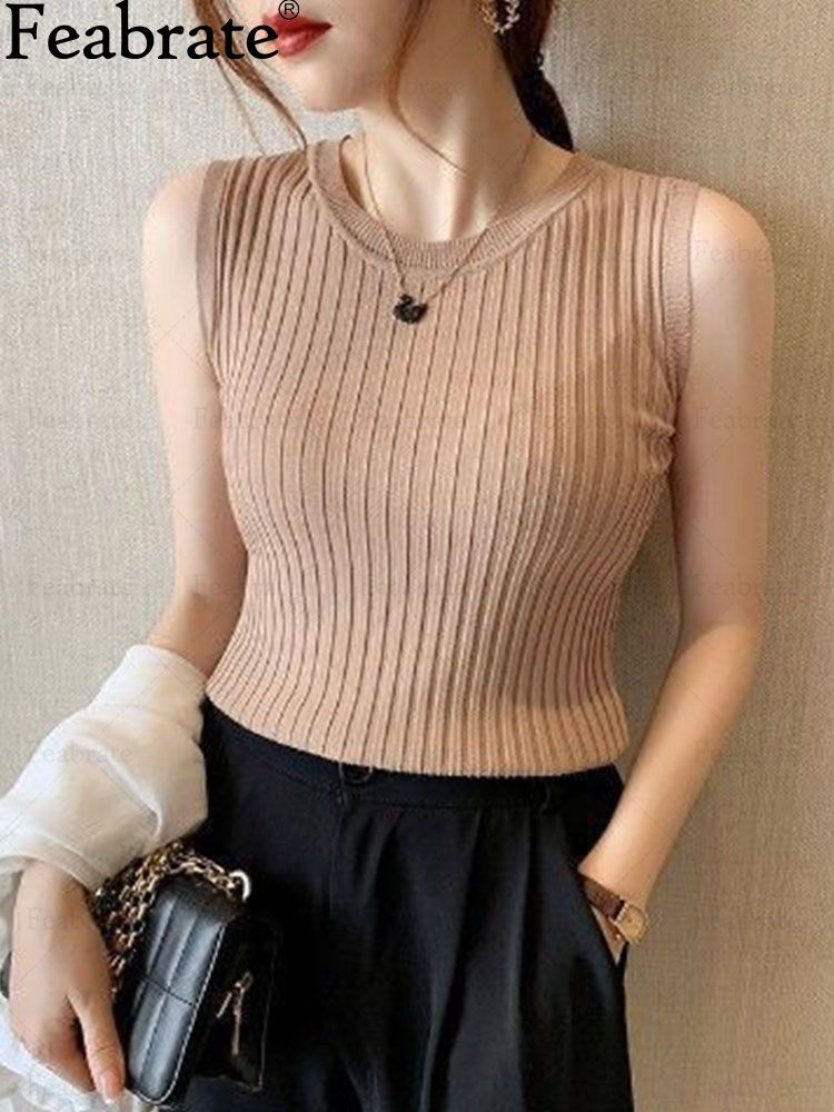 Топ Женский Feabrate хаки, размер 52 Полиэфирное волокно Без рукавов Повседневный Вышивка Китай ...