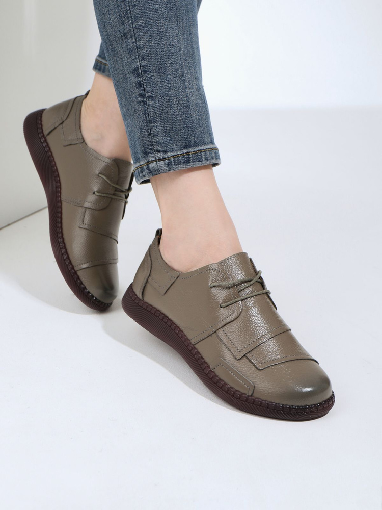 Туфли Женский Covani Натуральная кожа, размер 40 Без каблука 8 оксфорды Россия Шнурки ...