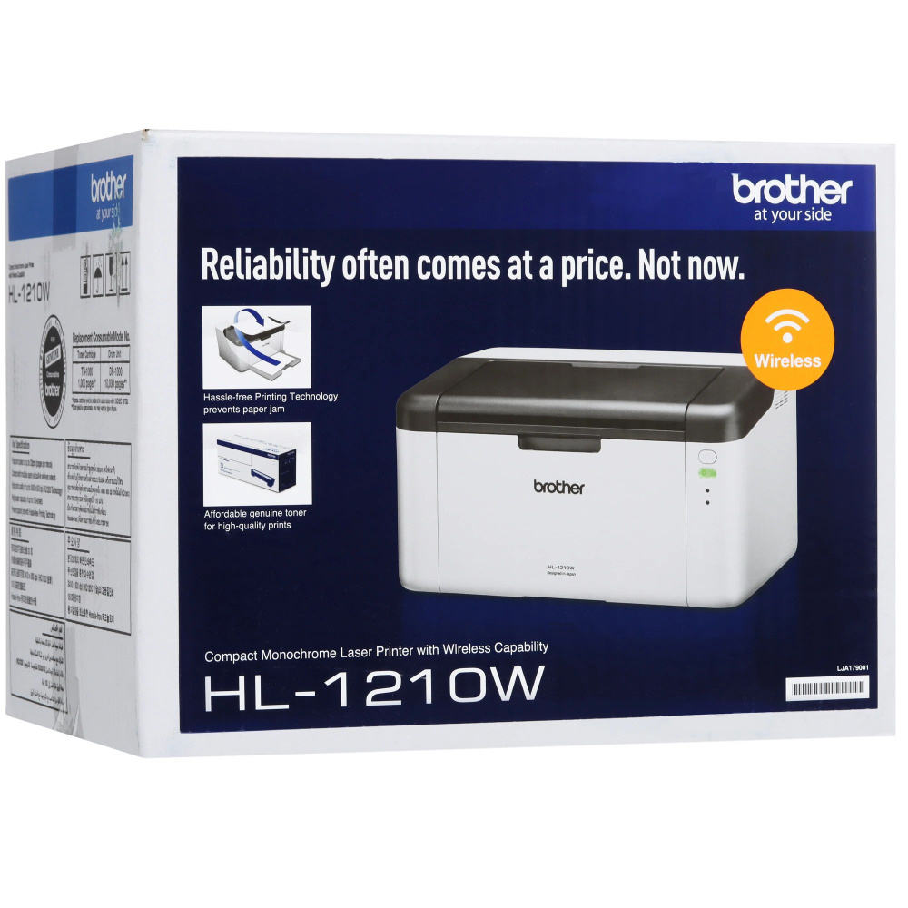 Brother Принтер лазерный Brother HL-1210W, 2400x600 dpi, USB, Wi-Fi ...