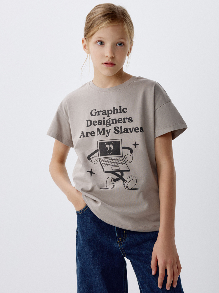 Футболка Девочки SELA серый, размер 140 Повседневный Узбекистан купить c доставкой на OZON по ...