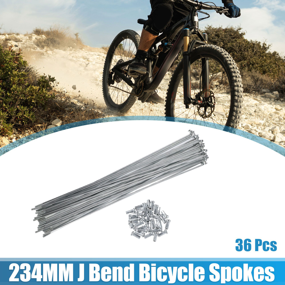36 шт. стальных спиц 14G J-Bend 234 мм 9,21 дюйма с латунными ниппелями для горного велосипеда ...