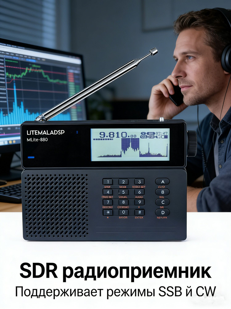 Радиоприемник MLite-880 Malahit SDR, Все Диапазоны: AM, SSB, CW, FM ...