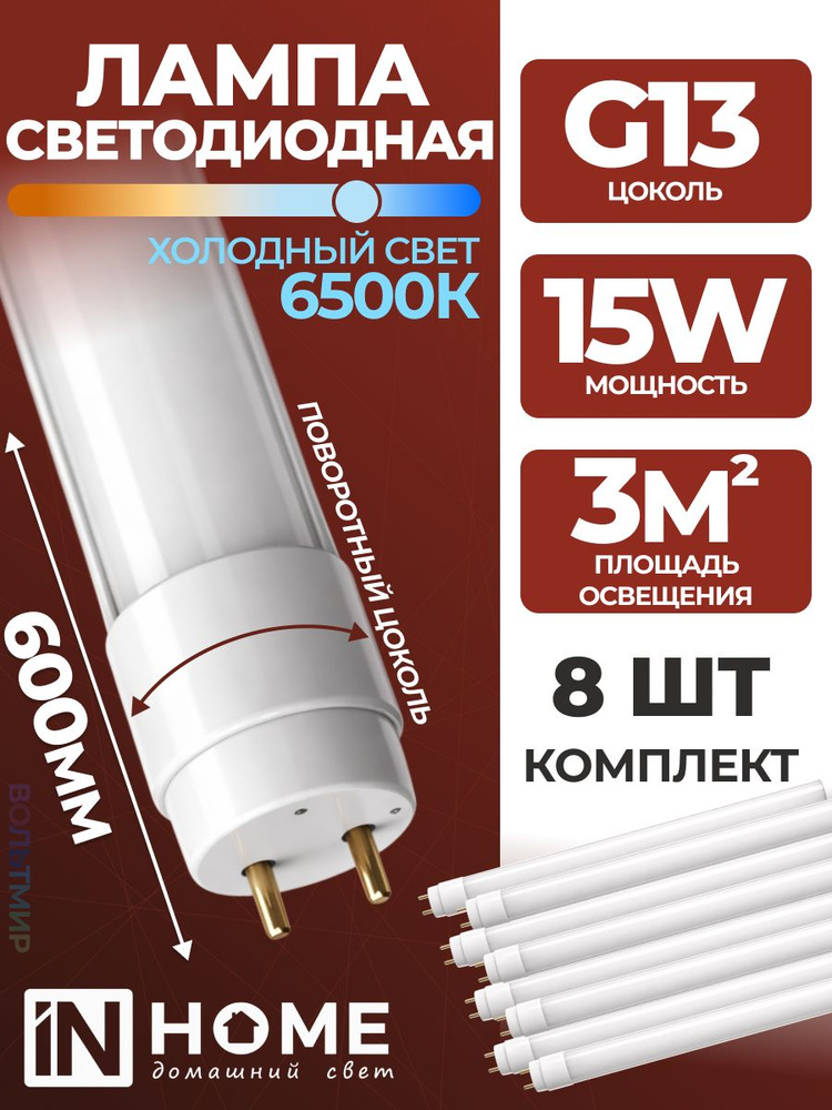 Лампа светодиодная поворотная LED-T8R-М-PRO 15Вт 230В G13R 6500К 1500Лм ...