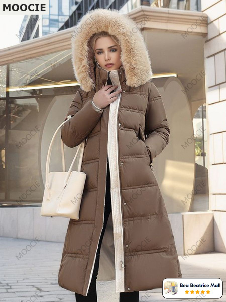 Пальто пуховое Женский MOOCIE хаки Лавсан, размер 50 Длинный Зима Пух Китай купить c доставкой ...