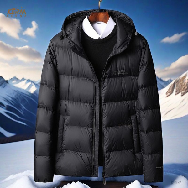 Пуховик Мужской KERNA Воротник черный без воротника Полиэфирное волокно, размер 50 Длинный Зима ...