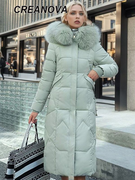 Пуховик Женский CREANOVA зеленка V-образный Softshell, размер 52 Длинный Зима Thermalrate Китай ...