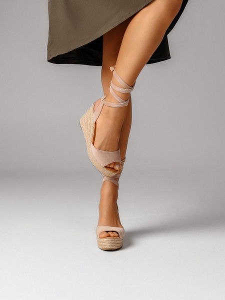 Босоножки Женский Obba Танкетка Микрофибра, Экозамша, размер 36 Круглый нос, Открытый нос F Лето ...